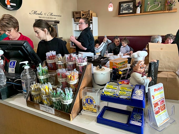At the counter, where breakfast dreams come true and the staff knows exactly how many creamers you need before you even ask.