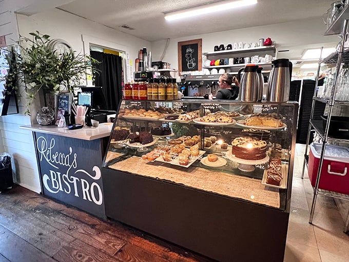 The pastry case—where willpower goes to die and "I'll just have a bite" becomes the lie we tell ourselves.