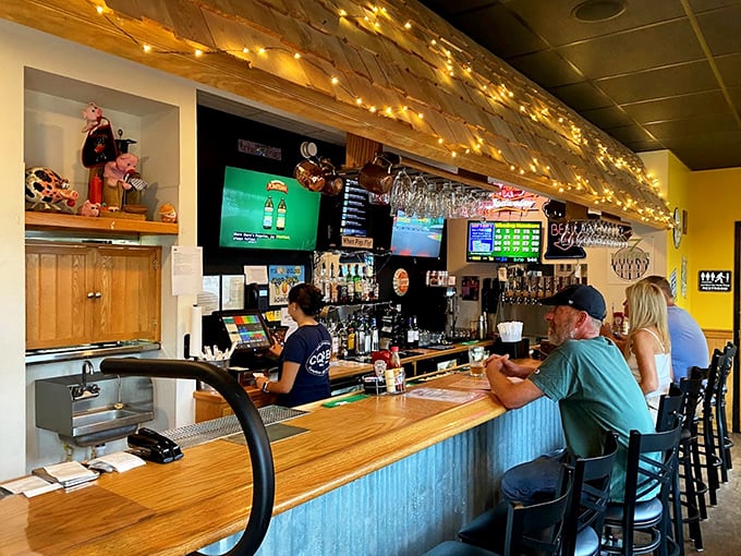 The bar area – where barbecue pilgrims gather to worship at the altar of smoked meats and cold beverages.