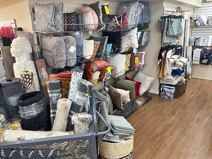The home décor section offers pillows and textiles that can transform a room faster than those home renovation shows, minus the demolition.