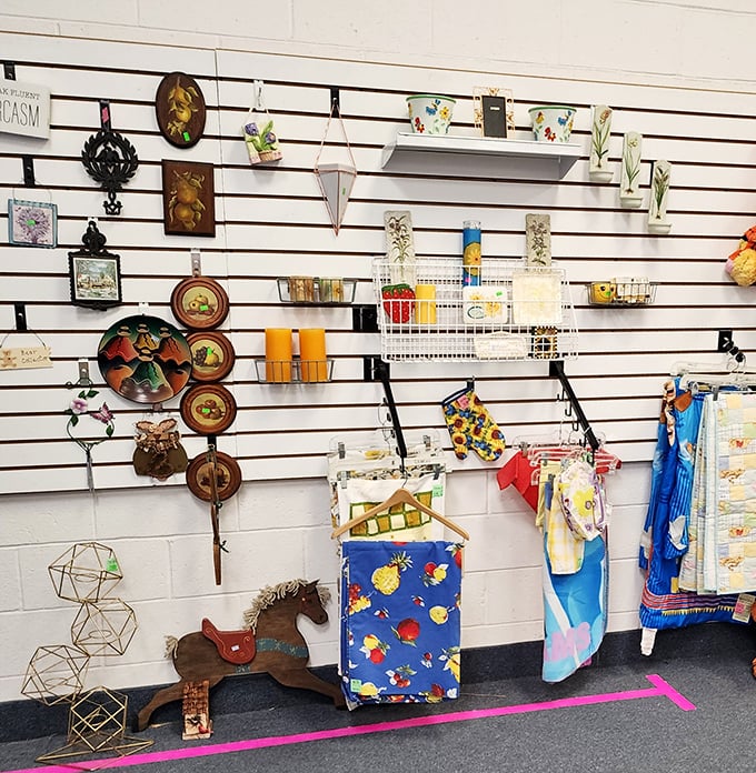 Wall art, wooden horses, and whimsical decor—this section feels like raiding your stylish aunt's attic, minus the dust and guilt.