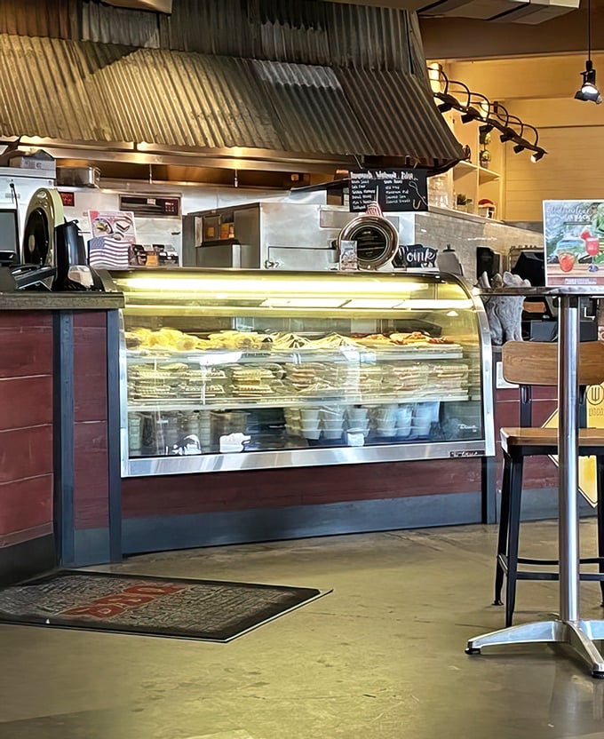 A dessert display that stops traffic – sweet endings visible through glass, calling your name after dinner.