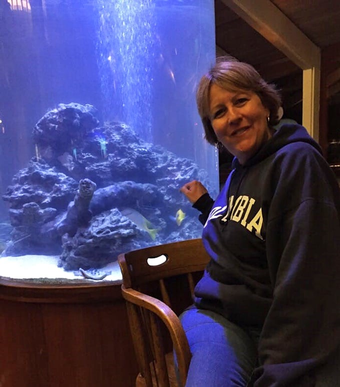 The aquarium adds a touch of irony to your seafood dining experience – "Meet your dinner's cousins before they meet your plate."