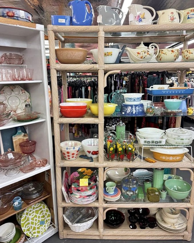Vintage Pyrex paradise! These colorful bowls have survived decades of potlucks and will outlast whatever's in your kitchen now.