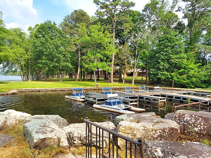 The boat dock at Lake Bailey – proof that sometimes the best fishing stories begin before anyone even casts a line.