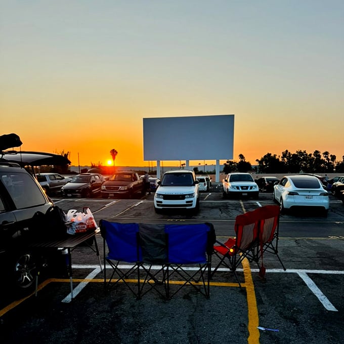 Lawn chairs, snacks, and a California sunset—the original VIP movie experience hasn't changed much in seventy years.