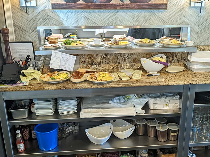 Where breakfast magic happens—the pass where plates transform from ingredients to Instagram-worthy creations.