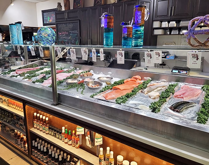 Fresh seafood gleaming like jewels in the case – if diamonds tasted this good, we'd eat those too.