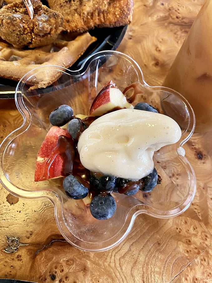 Fresh fruit with a dollop of cream—nature's perfect dessert for when you want to pretend you're being virtuous.