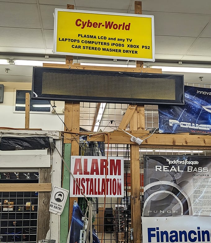 "Cyber-World" promises technological solutions for every need—from entertainment systems to appliance repair. The digital revolution lives on at affordable prices.