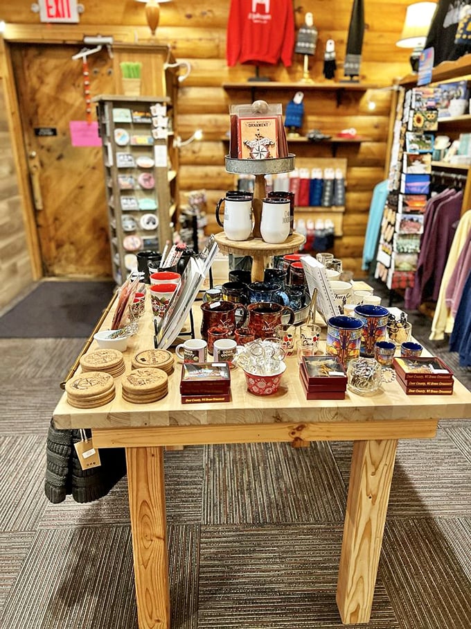 Souvenirs that let you take a piece of Swedish-American charm home – from goat mugs to wooden crafts that practically yell "Välkommen!"