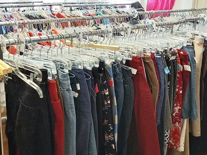 The denim rainbow—where your next favorite pair of jeans is waiting to be discovered for the price of a fancy coffee.