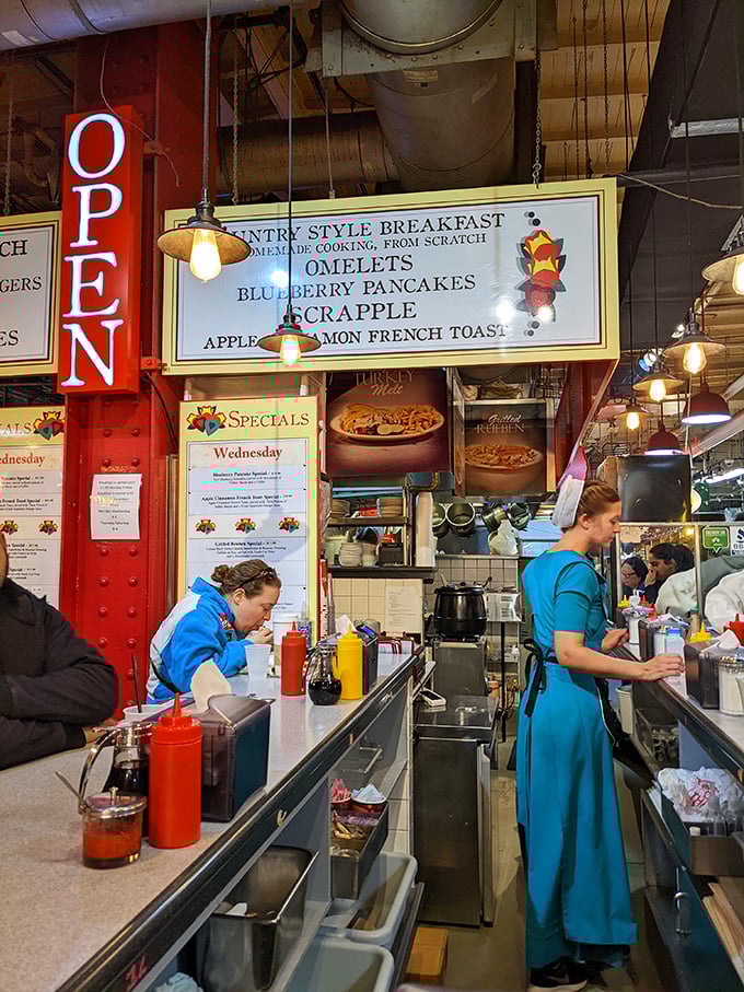 Signs proudly announce "Pantry Style Breakfast" and "Homemade Cooking From Scratch"—promises that are kept with every plate served.