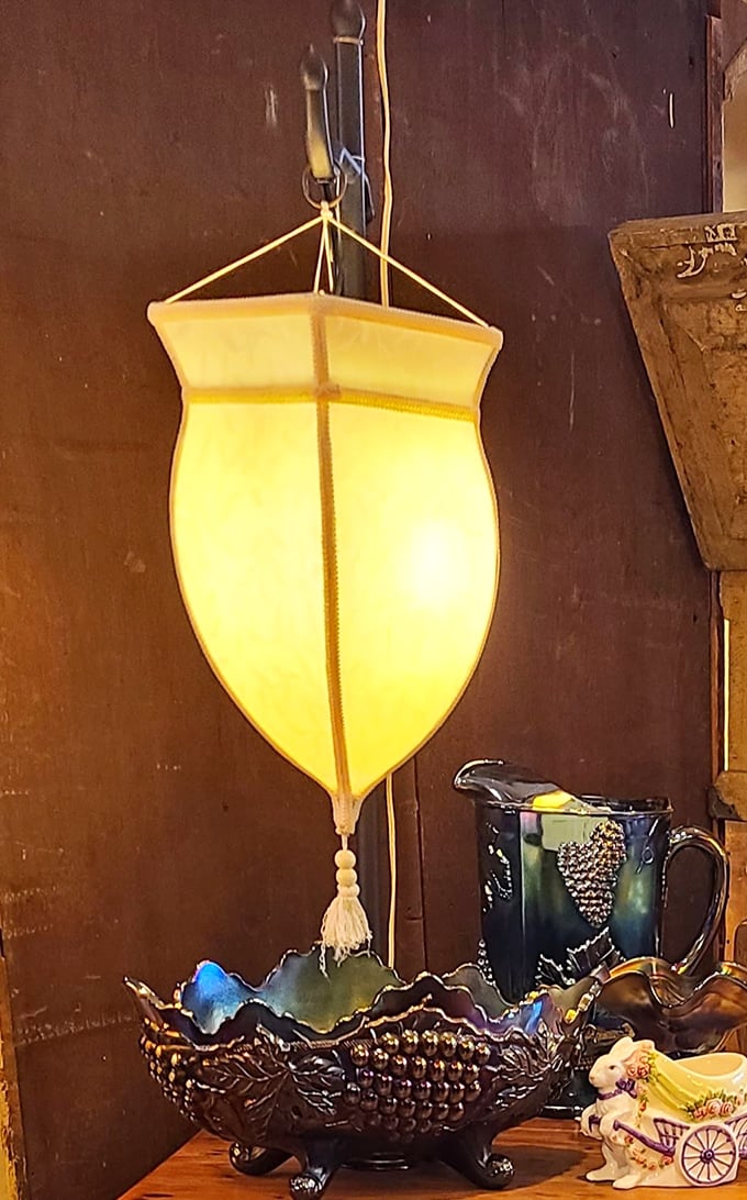 Not your average IKEA lighting solution. This vintage lamp casts a glow that makes everyone look like they're in a Gatsby flashback.