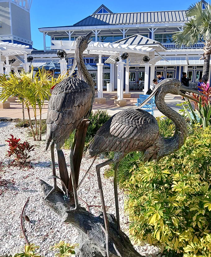 Art meets nature with these elegant bird sculptures—proof that even outlet malls can deliver unexpected moments of beauty.