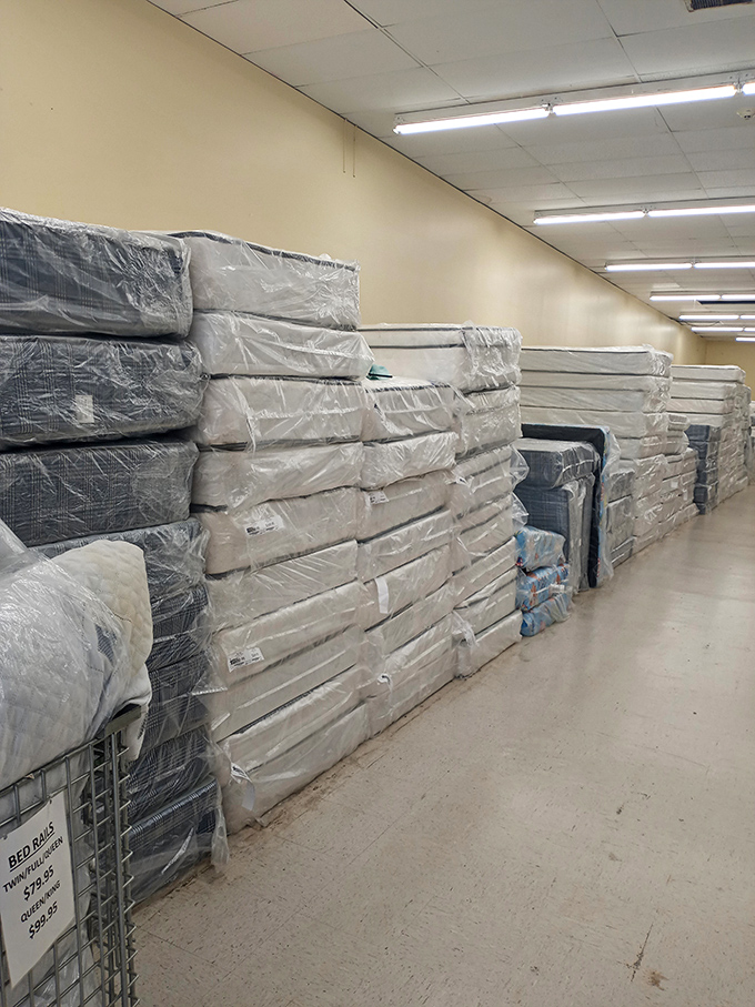 Mattresses wrapped and waiting promise sweet dreams at sweeter prices—because good sleep shouldn't cost a fortune.