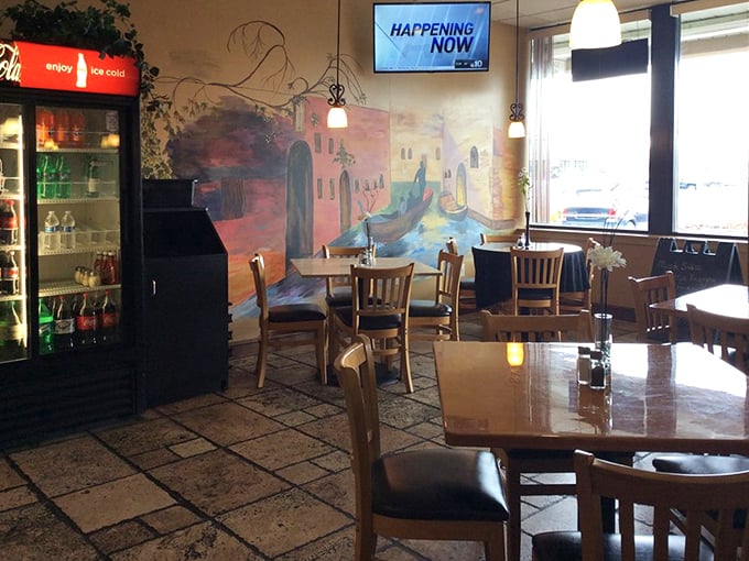 Another dining room angle reveals a Venice-inspired mural that transports you to Italy, even if your GPS says you're still in East Norriton.