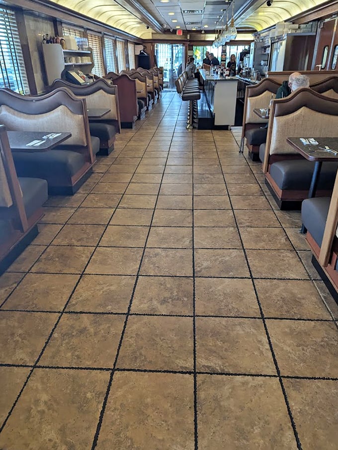 The classic diner layout – where every booth feels like the best seat in the house for the greatest show on earth: breakfast.
