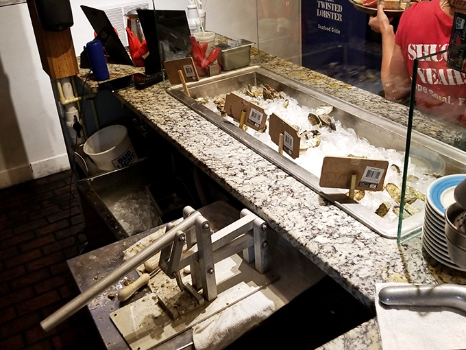 The seafood equivalent of front-row seats—watching fresh oysters being prepared is dinner and a show rolled into one.