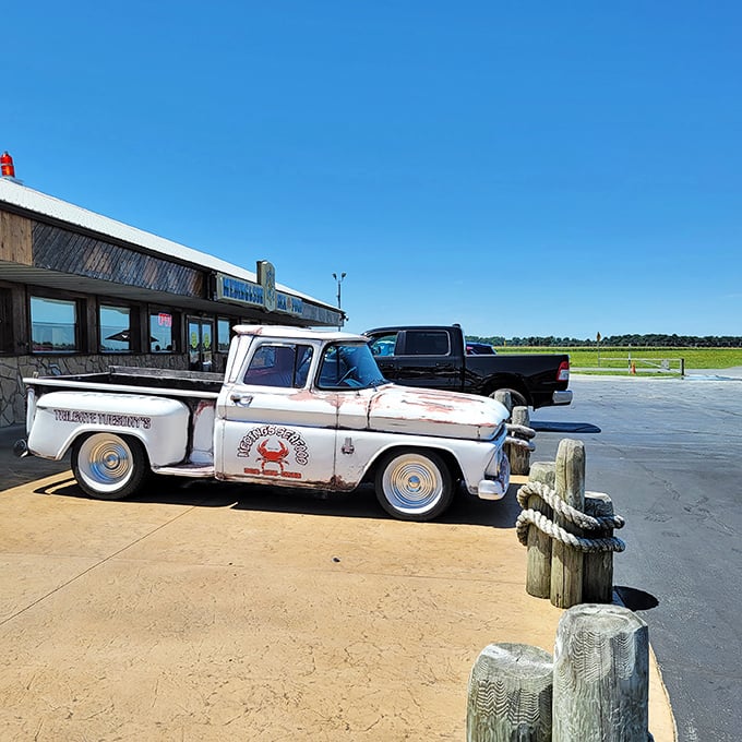 That vintage Meding's truck isn't just for show—it's a time machine to when seafood joints were judged by taste, not Instagram potential.