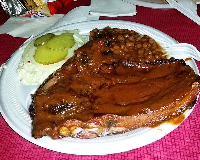Ribs with the perfect bark, beans with purpose, and pickles that cut through the richness—this is edible harmony.