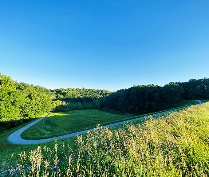 The winding path leads to panoramic rewards—a reminder that sometimes the best views require a little extra effort.