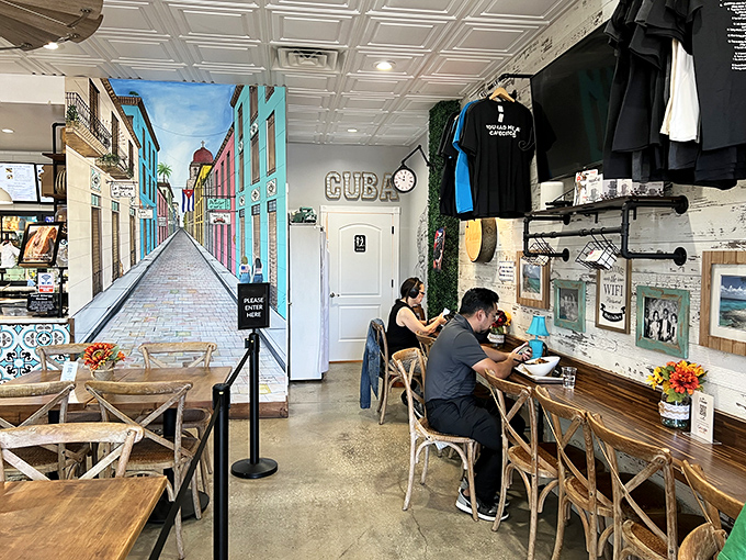 The seating area feels like your coolest friend's dining room – if that friend happened to make the best Cuban food in Florida.