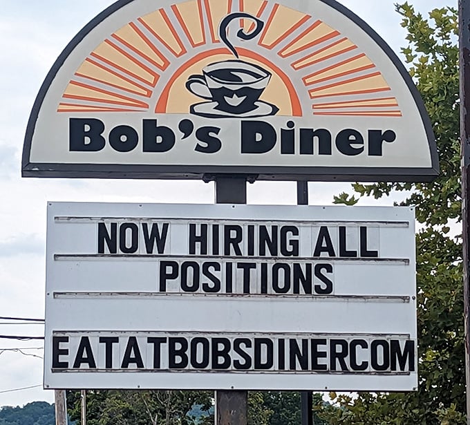 The sunrise logo perfectly captures what Bob's Diner does – brightens your day one plate at a time.