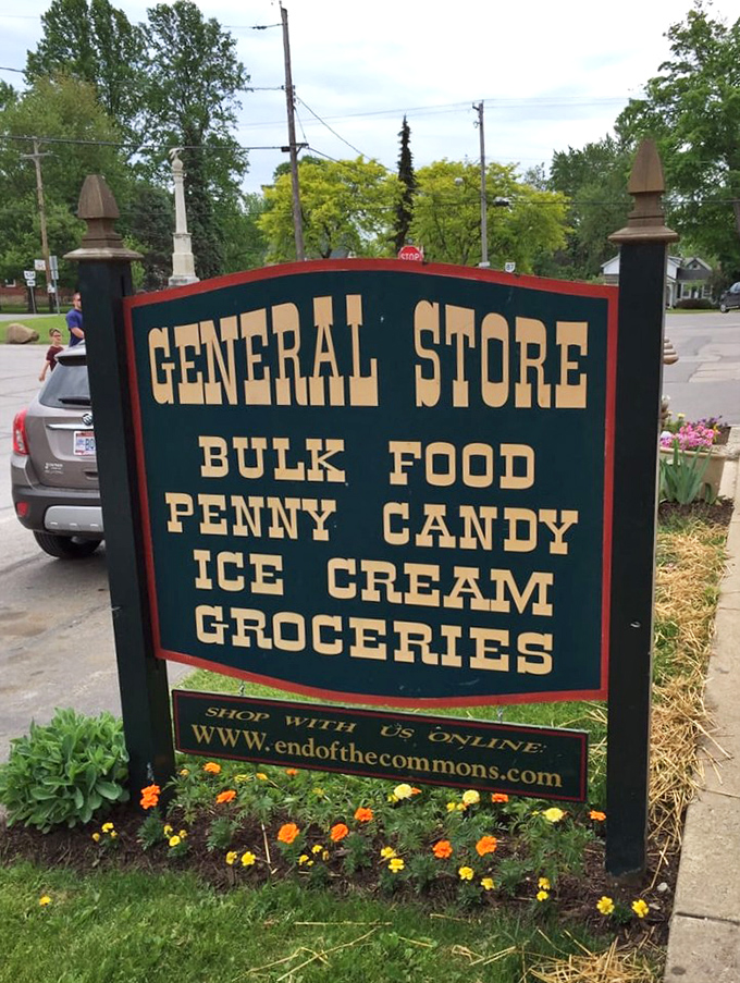 A sign that promises exactly what you'll find inside. No false advertising here – just bulk food, penny candy, and memories waiting to be made.