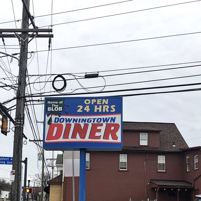"Home of The BLOB"—a sign that reminds you you're not just at any diner, but a piece of Pennsylvania pop culture history.