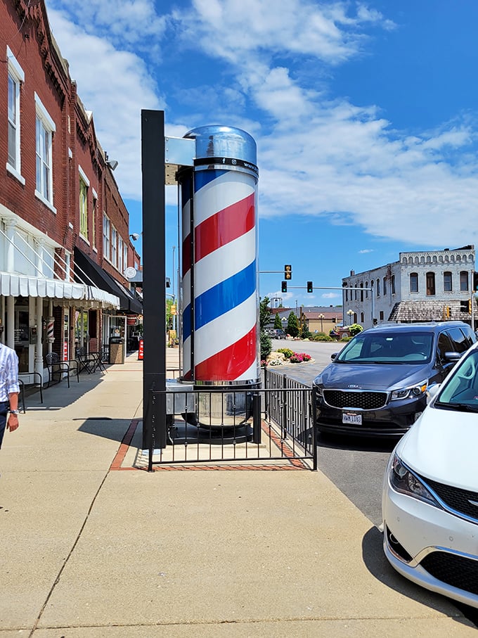 Even the barber pole got the memo – everything's bigger in Casey, and classier too.