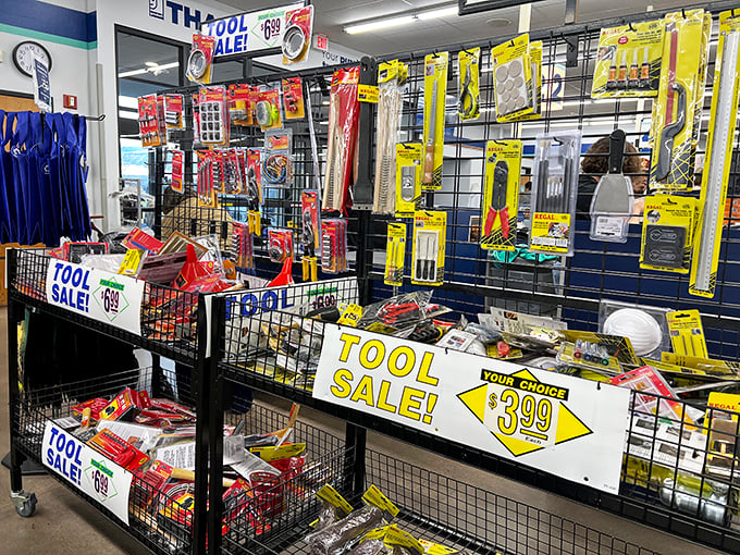 Tool paradise for DIY enthusiasts and fix-it fanatics—where that oddly specific wrench you need costs less than a fast-food lunch.