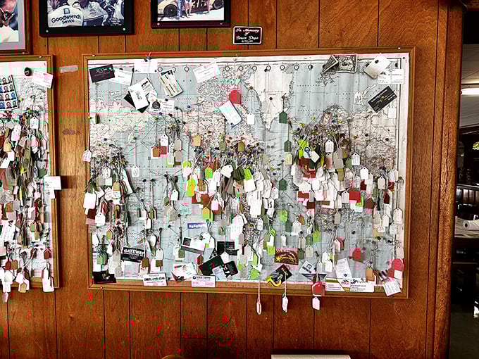 This map covered in visitor pins tells a better travel story than most Instagram accounts—people journey far and wide for these crabs.