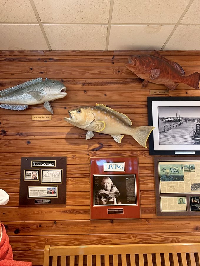 The wall decor tells tales of local catches and fishing legends – silent testimonials to Florida's rich maritime heritage.
