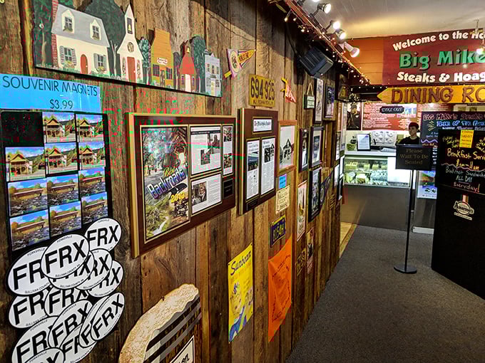 Every inch of wall space tells a story – from local landmarks to Philly icons, creating a museum of memorabilia that entertains while you wait.