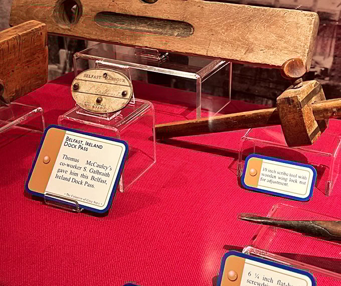 These aren't just tools—they're the implements that built a legend, each one representing the skilled hands that crafted the "Ship of Dreams."