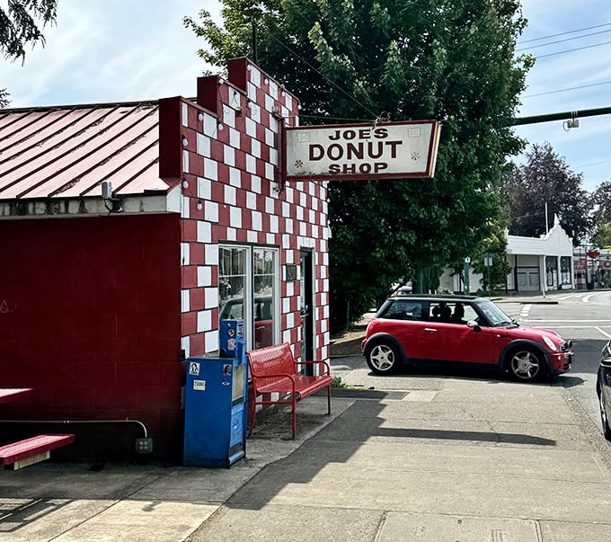 Joe's checkerboard exterior is as distinctive as its massive fritters – a Mt. Hood journey tradition for generations.
