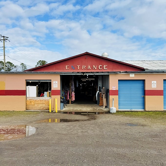 No frills, just thrills! Pecan Park's simple entrance belies the wonderland of finds waiting inside.