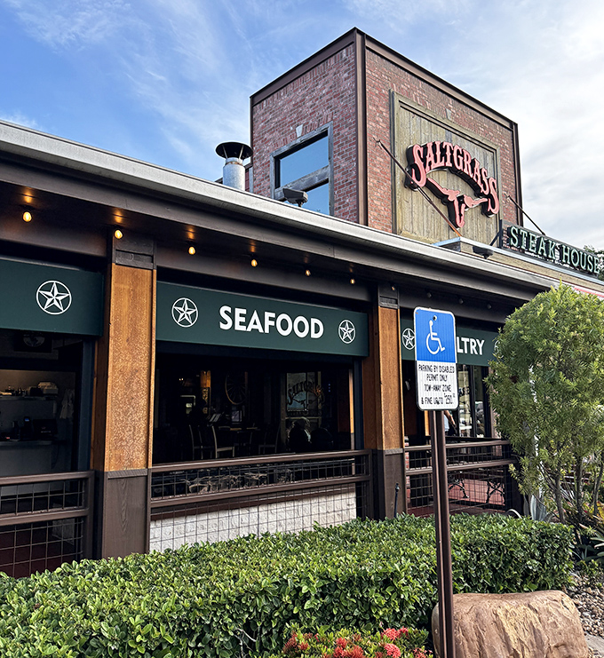 Saltgrass combines rustic charm with theme park proximity—like finding a cowboy at Disney World who actually knows how to rope a steer.