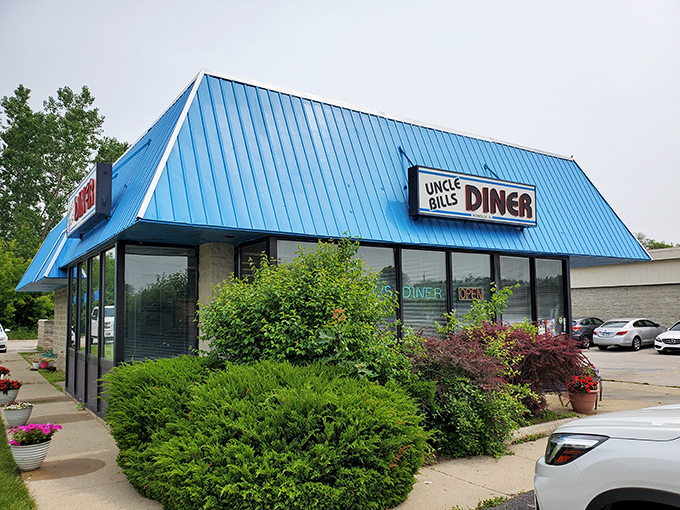 That bright blue roof is like a beacon for hungry souls - comfort food lighthouse guiding you home.
