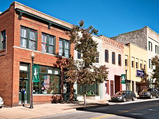 Colorful storefronts brighten Gaffney's downtown scene. The cheerful facades match the sunny outlook of retirees who've discovered this affordable gem.