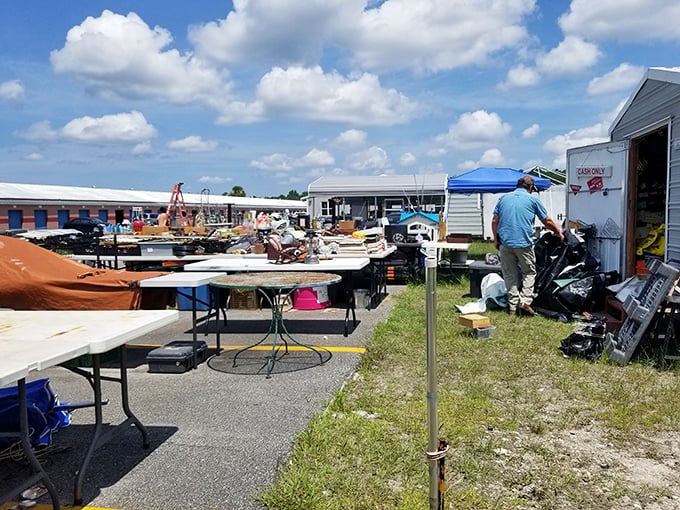 Outdoor bargains under Florida skies. Pecan Park's weekend vendors create a shopping experience that's part social event, part treasure hunt.