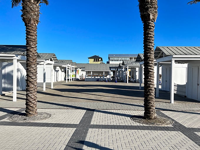 Seaside's pristine white pavilions frame perfect views of the Gulf, like architectural doorways to paradise.