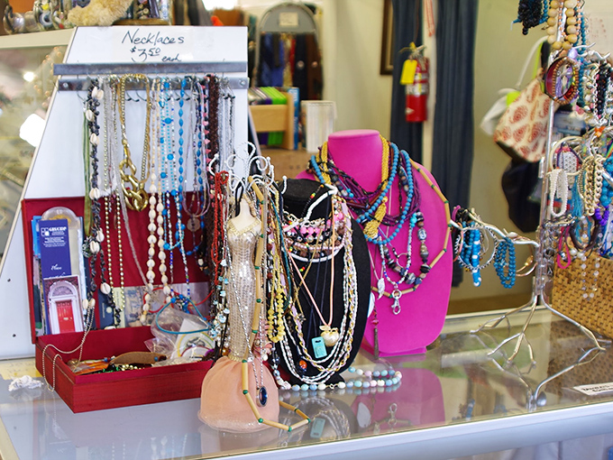 Jewelry displays that sparkle with potential, offering instant glamour for pocket change—from beaded bohemian to classic pearls.