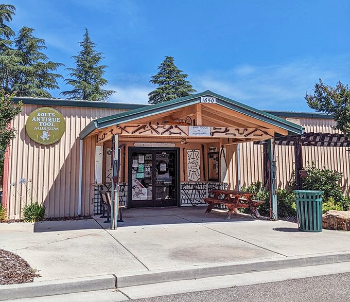 The Antique Tool Museum entrance promises treasures that would make your grandfather say, "They don't make 'em like this anymore"—and he'd be absolutely right.