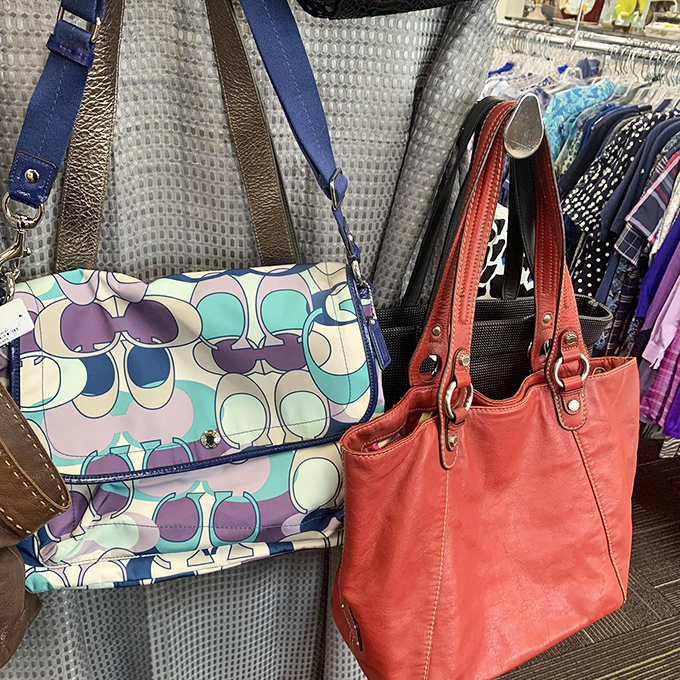 Handbag heaven for the fashion-forward bargain hunter—that coral leather tote still has years of stylish service ahead.
