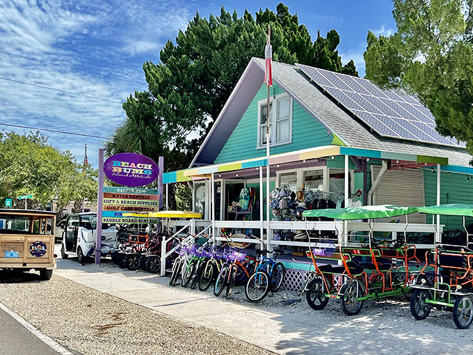 Beach Bums rents the wheels that power island adventures – from beach cruisers to those family surreys everyone laughs at.