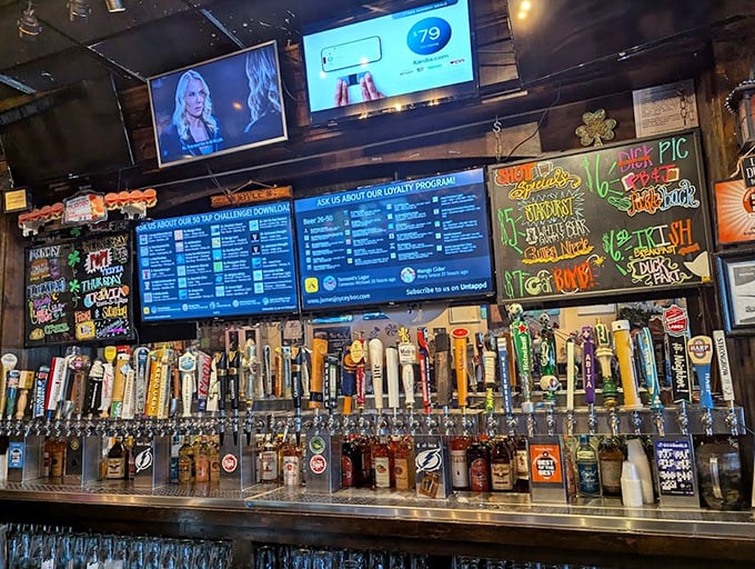 The tap lineup reads like a United Nations of beer—dozens of handles promising liquid happiness from Ireland and beyond.
