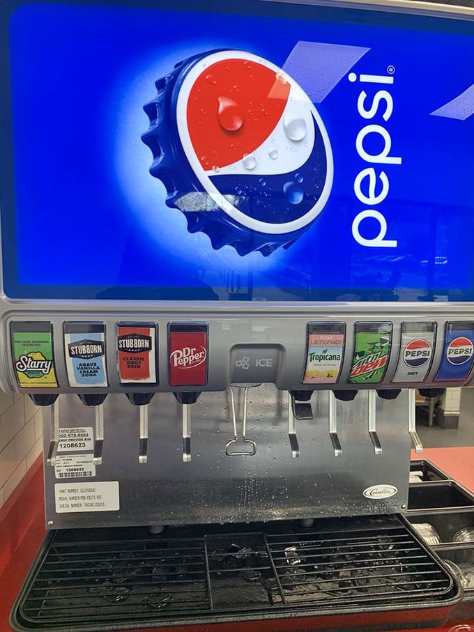 Choose your beverage companion wisely—this sandwich deserves a worthy sidekick. The drink selection stands ready to complete your meal's perfect balance.