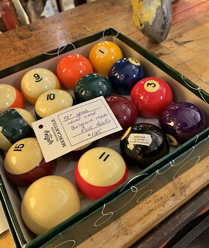 These billiard balls aren't just game pieces—they're colorful sculptures waiting to become conversation starters on someone's perfectly distressed coffee table.